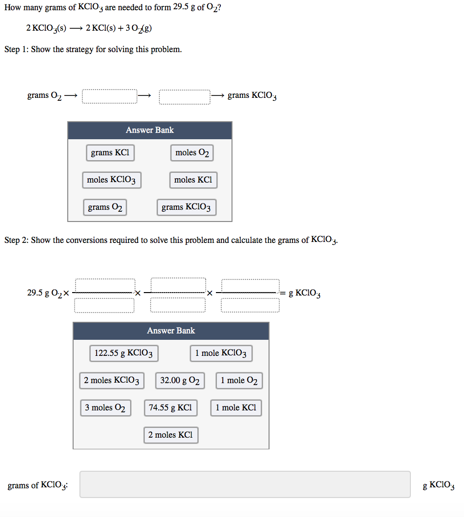Solved How many grams of KCIO3 are needed to form 29.5 g of | Chegg.com