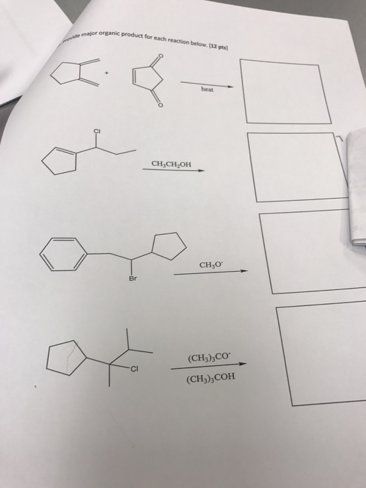 Solved Provide major organic product for each reaction | Chegg.com