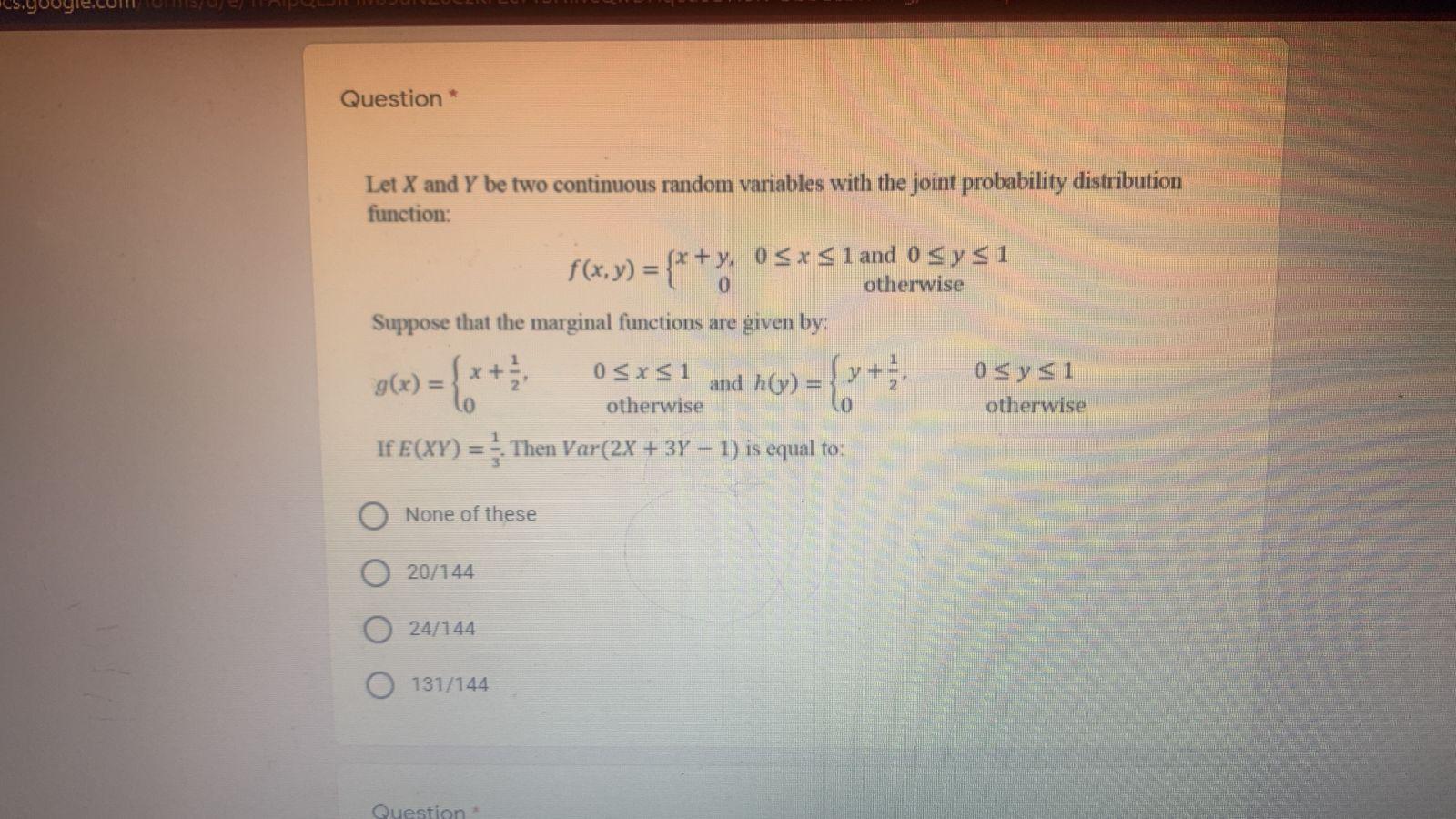 Solved Question Let X And Y Be Two Continuous Random 2845