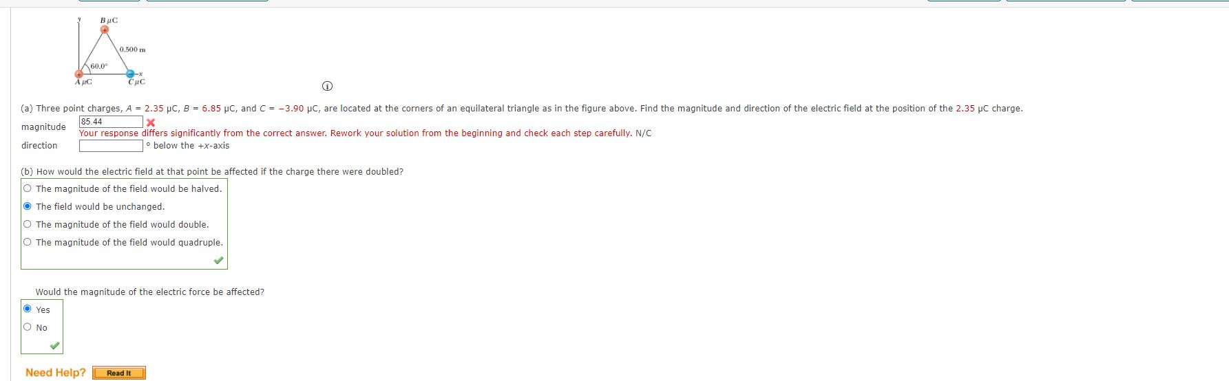 Solved magnitudedirectionYour resnonse differs significantly | Chegg.com