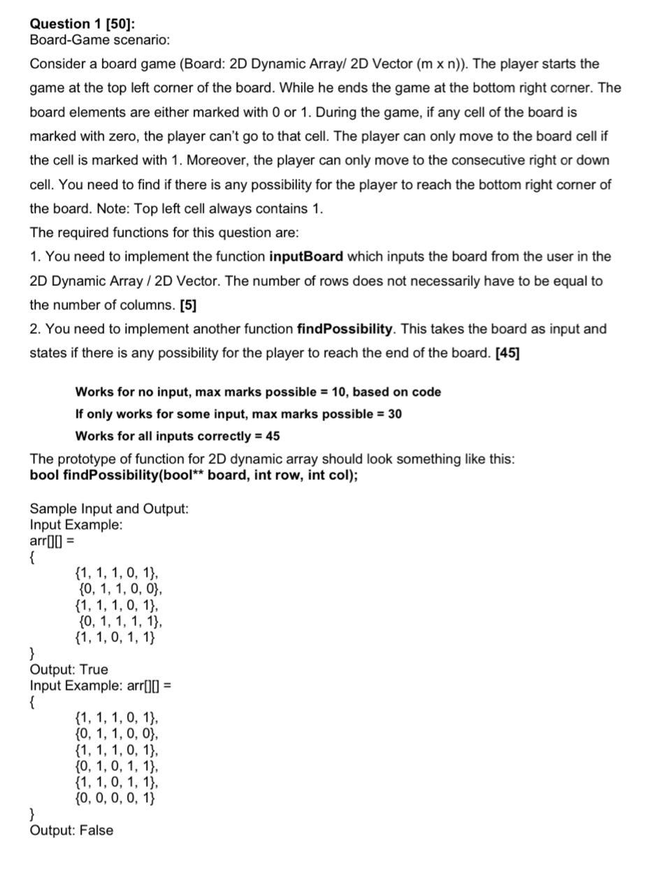 Solved Question 1 [50]: Board Game scenario: Consider a | Chegg.com