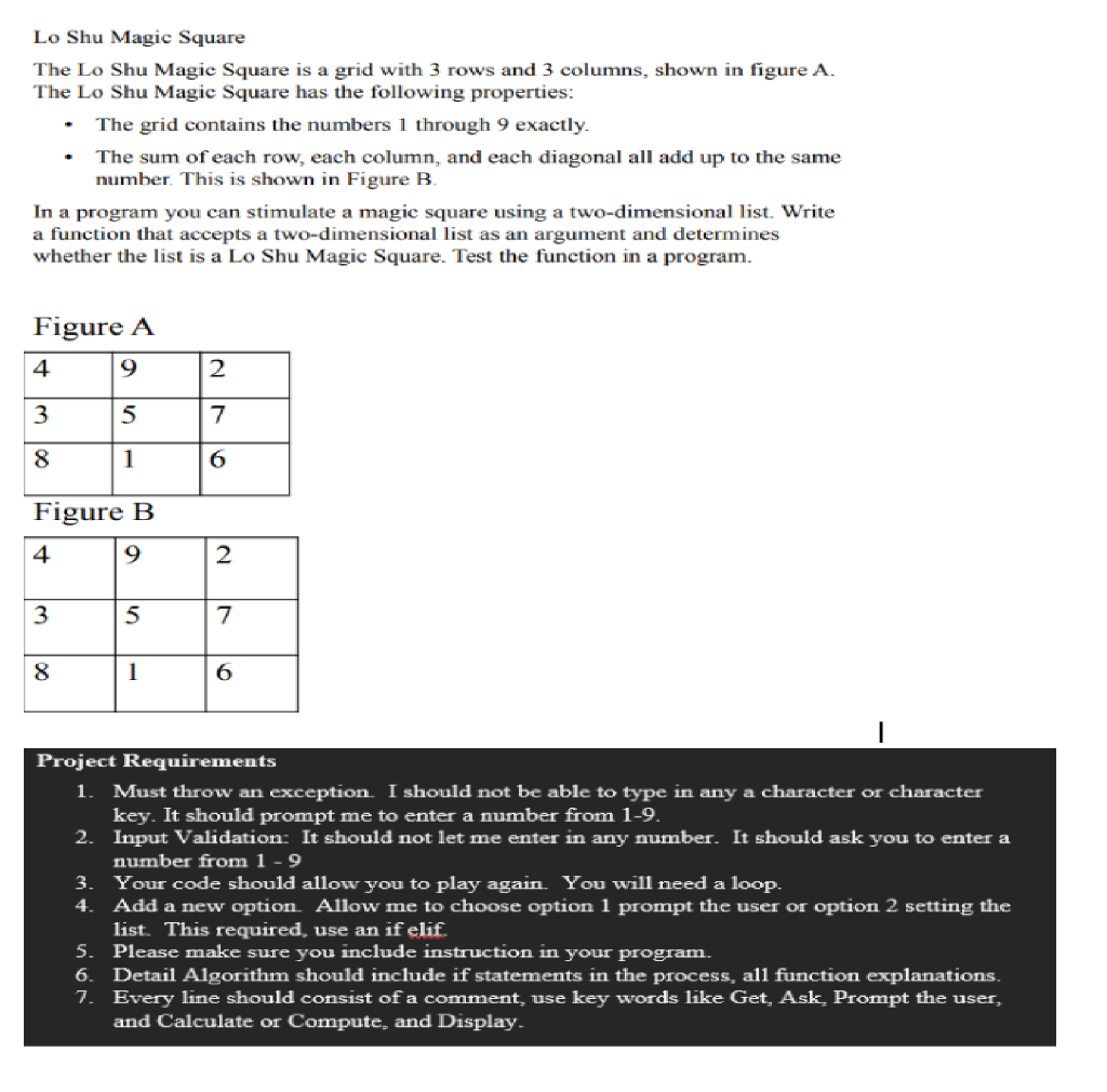 Solved Lo Shu Magic Square The Lo Shu Magic Square is a grid | Chegg.com
