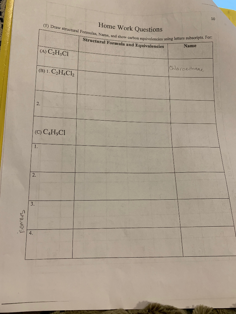 Solved (1) Draw structural Formulas, Name, and s Home Work | Chegg.com