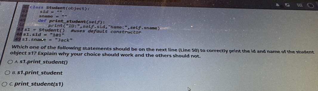 Solved class student (object):sid = ﻿in."sname = ﻿indef | Chegg.com