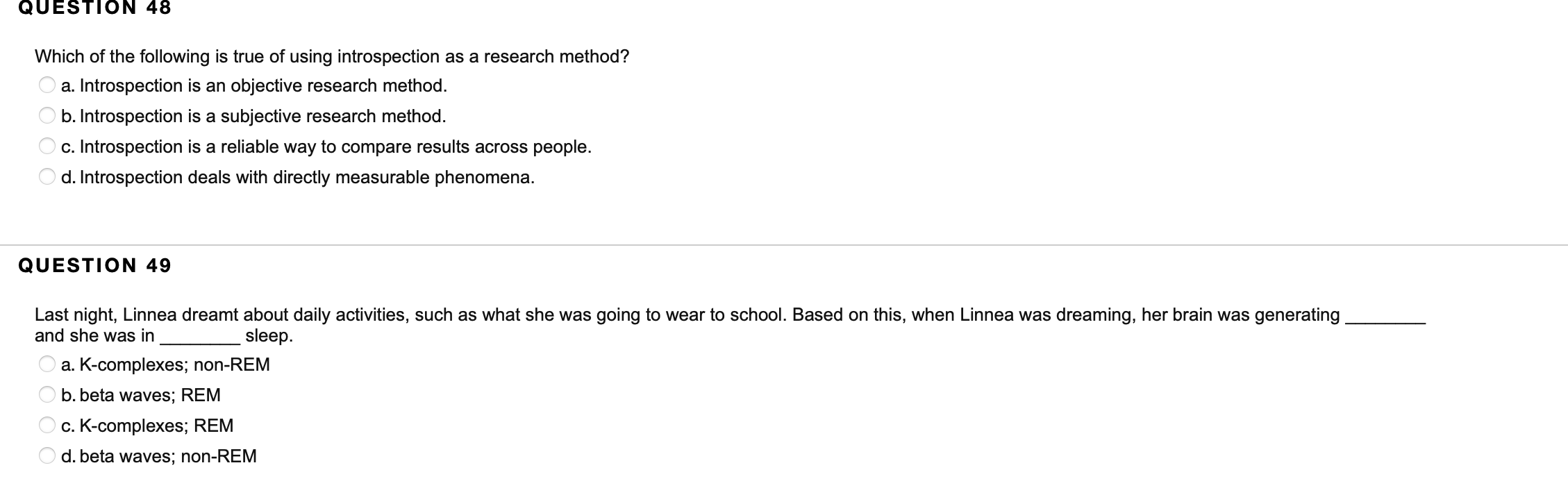 Solved Which of the following is true of using introspection | Chegg.com