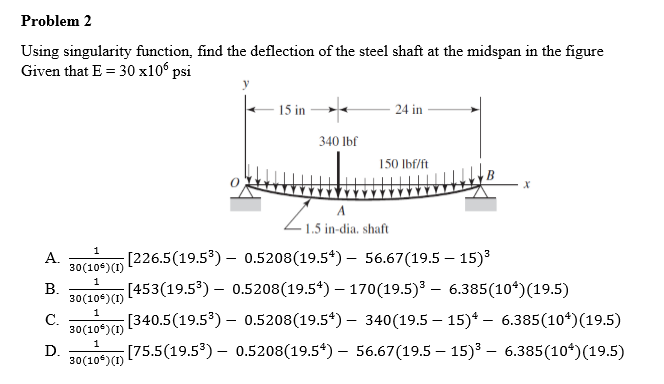 Solved Problem 2 Using Singularity Function Find The