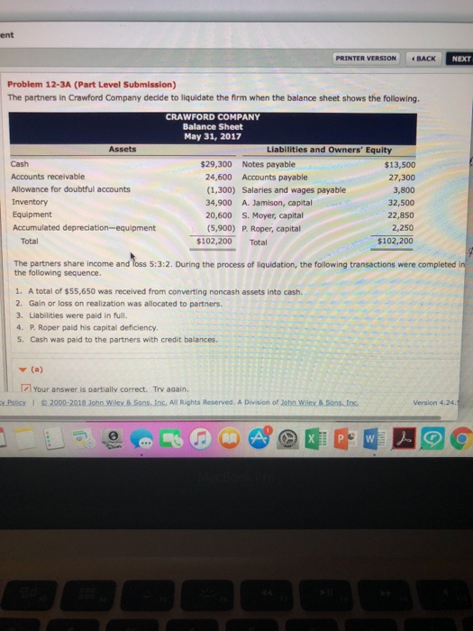 Solved ent PRINTER VERSION BACK NEXT Problem 12-3A (Part | Chegg.com