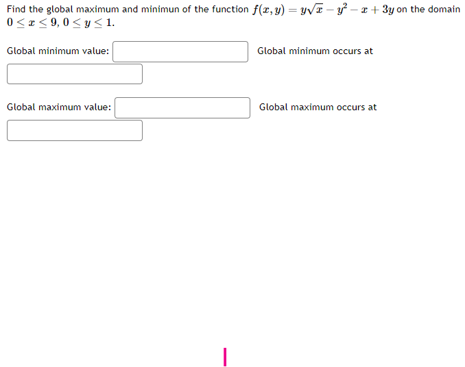 Solved Find the global maximum and minimun of the function | Chegg.com