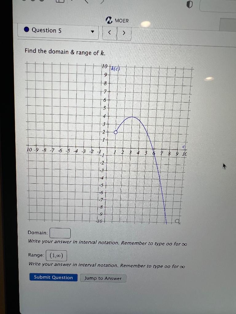Solved Find the domain \& range of k. Domain: Write your | Chegg.com