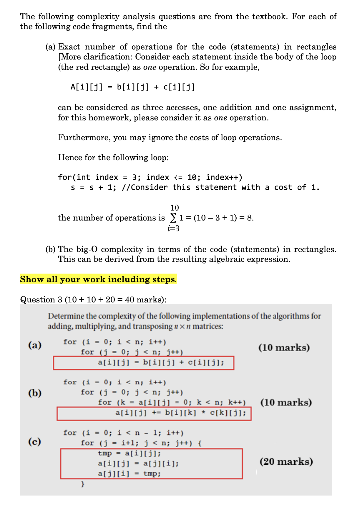 Solved The following complexity analysis questions are from | Chegg.com