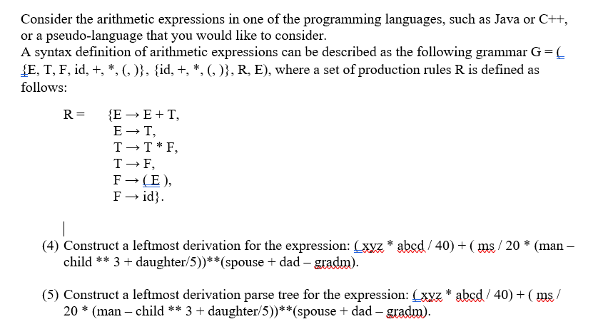 Solved Consider the arithmetic expressions in one of the | Chegg.com