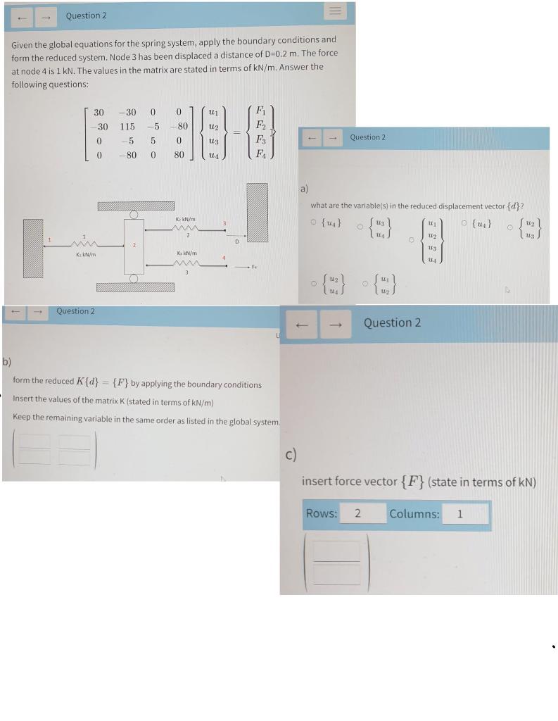 Solved Question 2 Given the global equations for the spring | Chegg.com