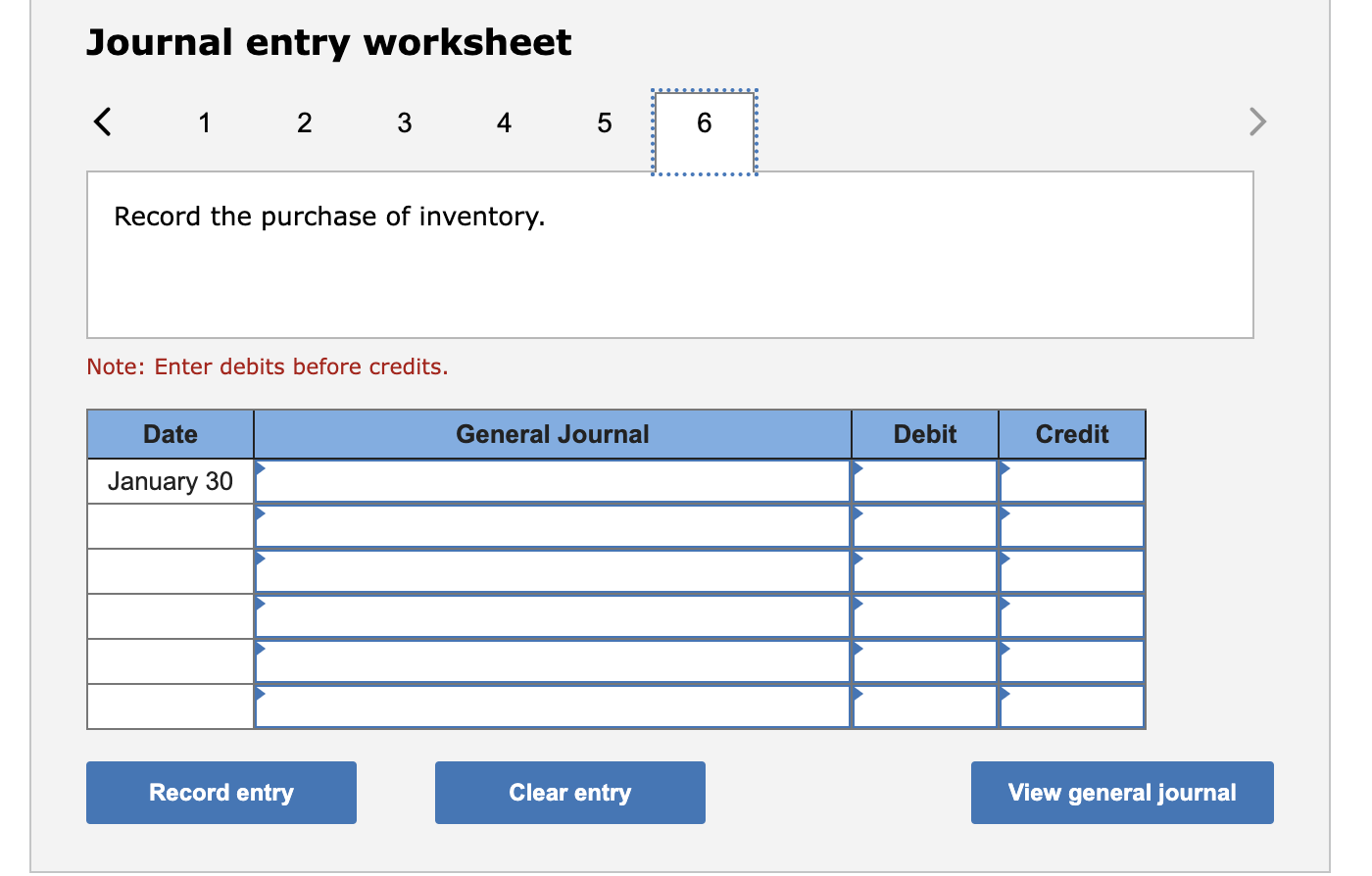Solved Record the purchase of inventory. Note: Enter debits | Chegg.com