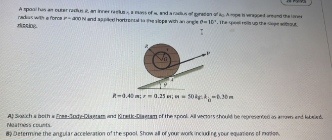 Solved A spool has an outer radius \\( R \\), an inner | Chegg.com