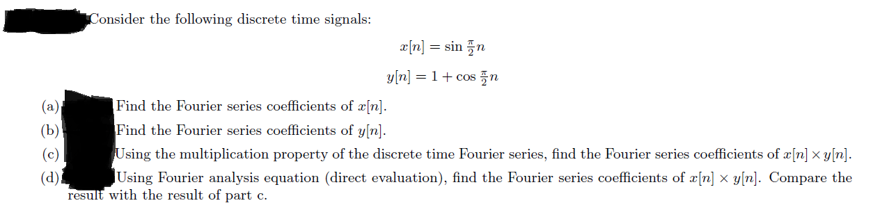 Solved Consider the following discrete time signals: | Chegg.com