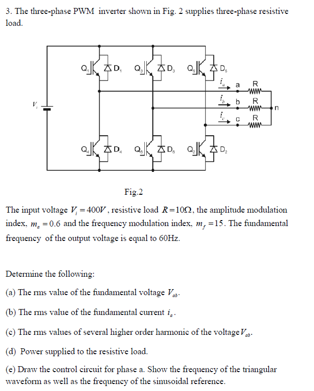 Solved 3. The three-phase PWM inverter shown in Fig. 2 | Chegg.com