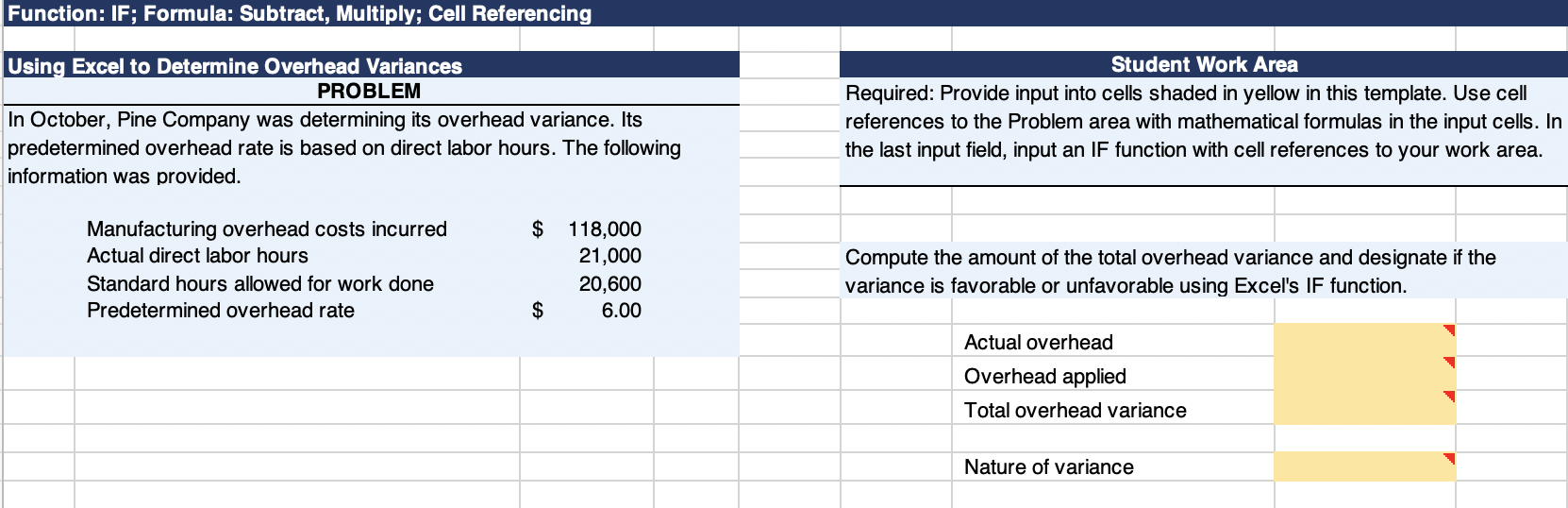 Solved Function: IF; Formula: Subtract, Multiply; Cell | Chegg.com