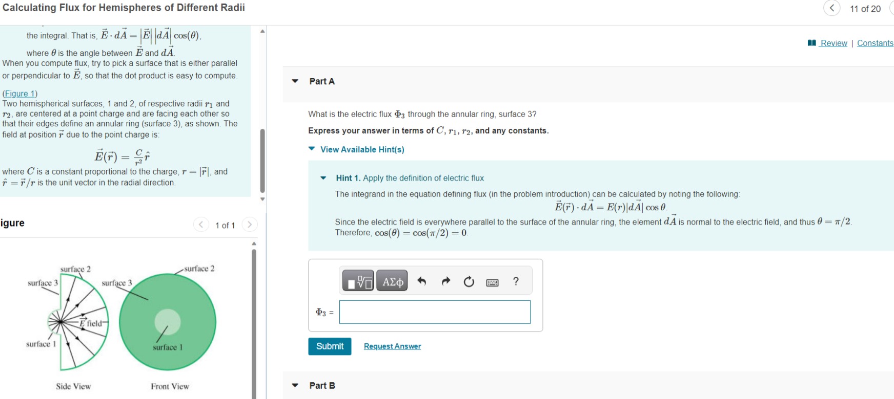 Solved a) ﻿What is the electric flux 3 ﻿through the annular | Chegg.com