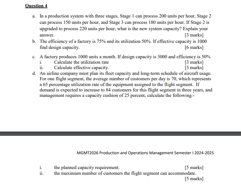 Solved Question 4a. ﻿In a production system with three | Chegg.com