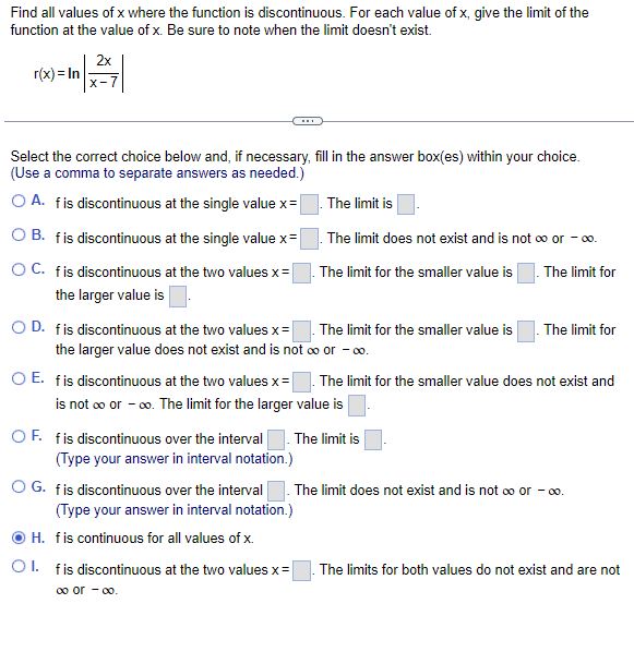 Solved Find all values of x ﻿where the function is | Chegg.com