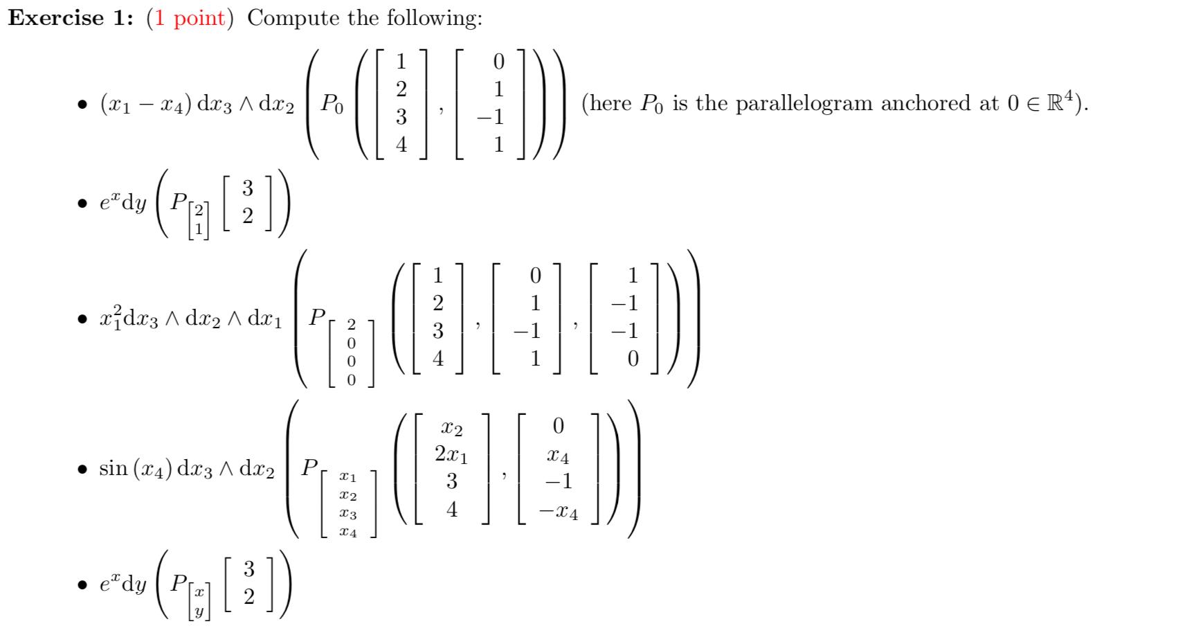 Solved Exercise 1 1 Point Compute The Following