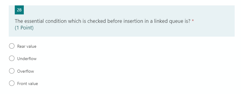 Solved 28 The essential condition which is checked before | Chegg.com