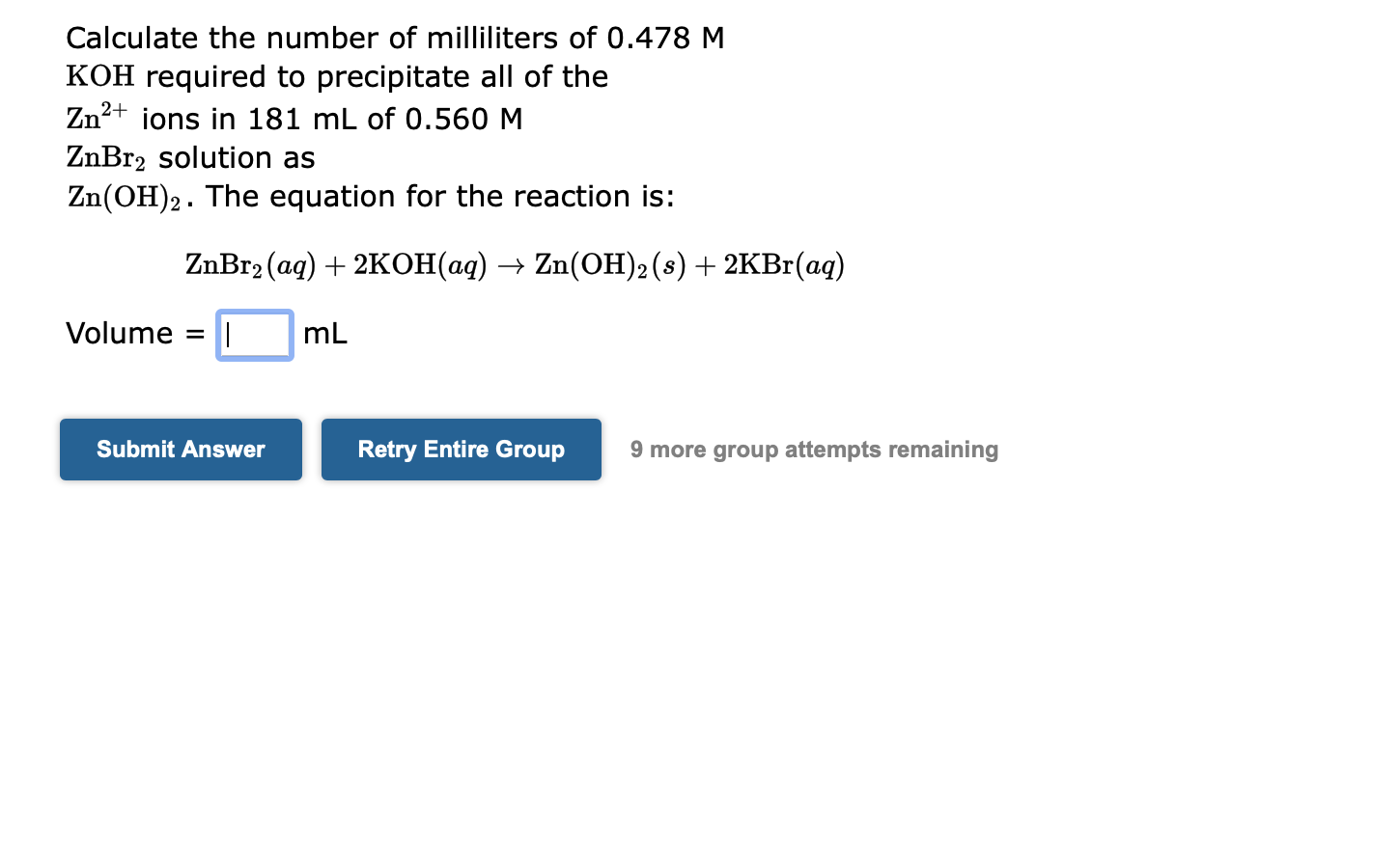 Solved Calculate the number of milliliters of 0.478M KOH | Chegg.com