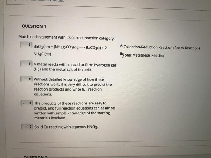 Solved QUESTION 1 Match each statement with its correct | Chegg.com