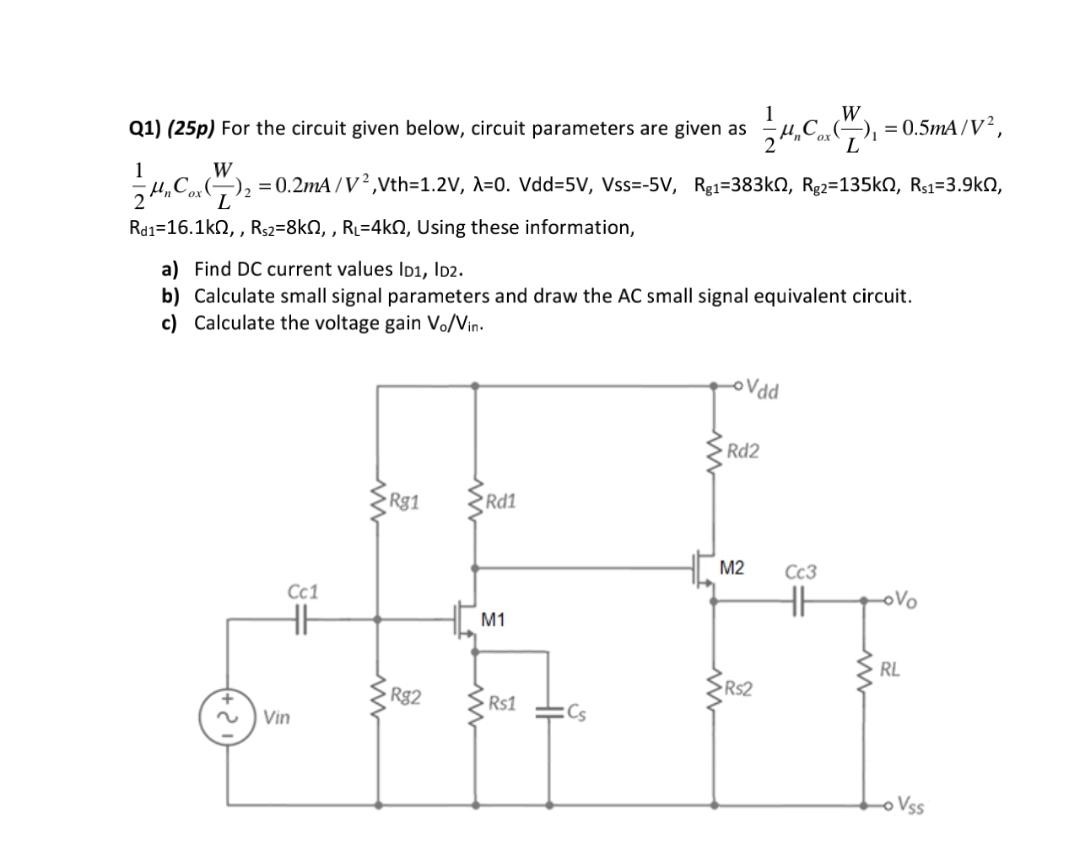Solved W Q1) (25p) For the circuit given below, circuit | Chegg.com