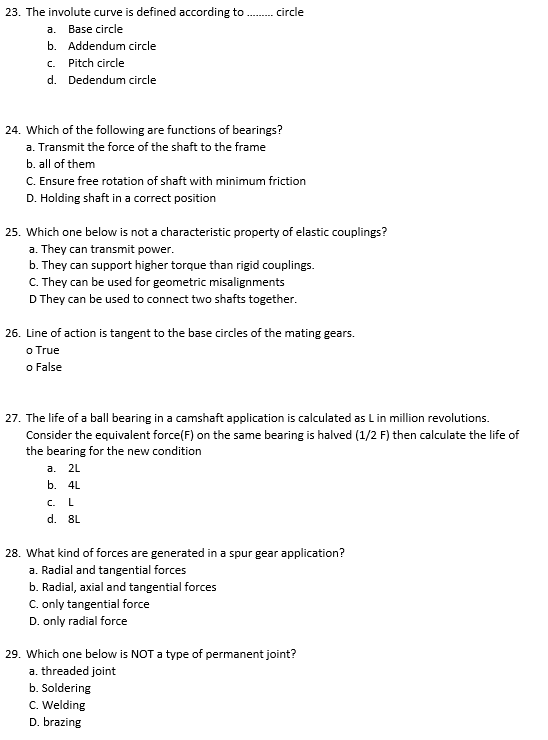 Solved 23. The involute curve is defined according to circle | Chegg.com