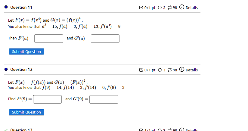Solved Let F(x)=f(x4) and G(x)=(f(x))4. You also know that | Chegg.com