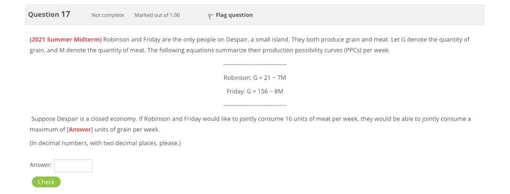 Solved Question 17 Not complete Marked out of 1.00 Flag | Chegg.com