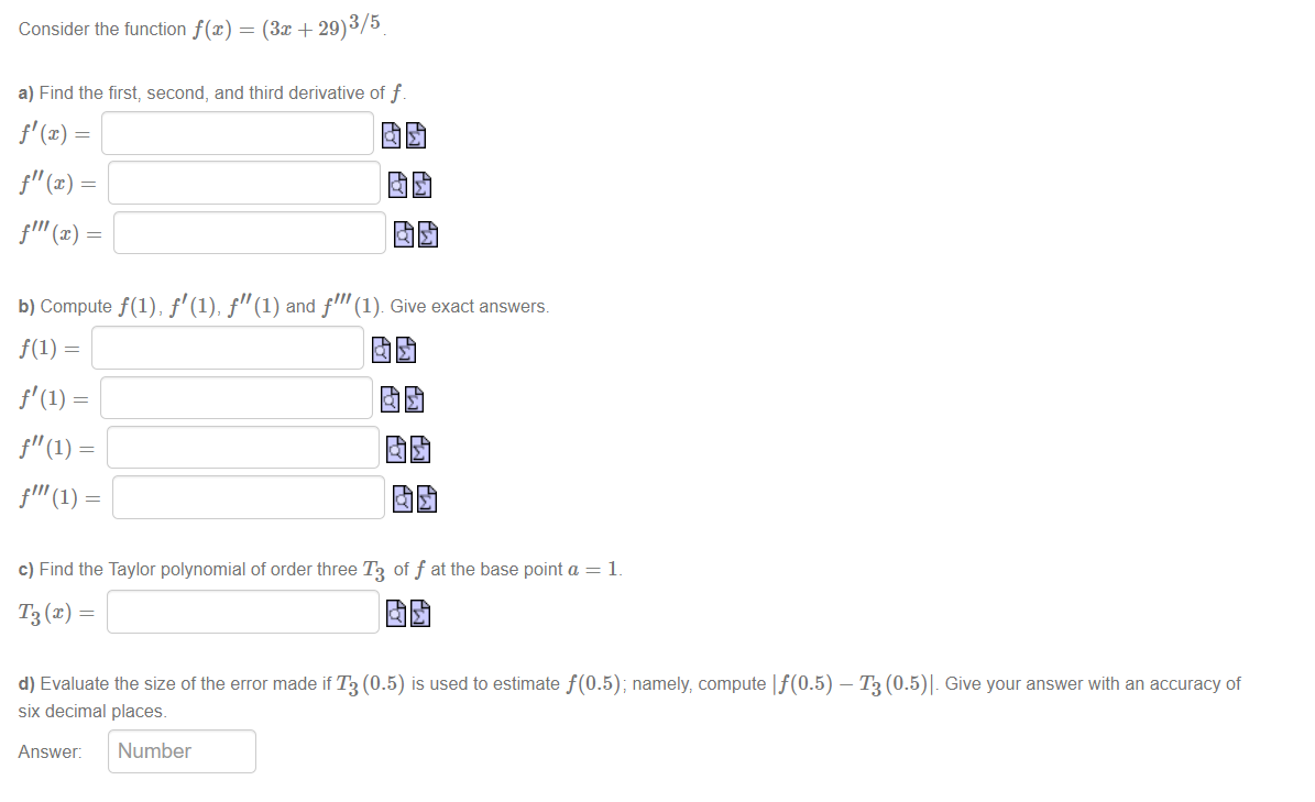 Solved Consider the function f(x)=(3x+29)3/5 a) Find the | Chegg.com