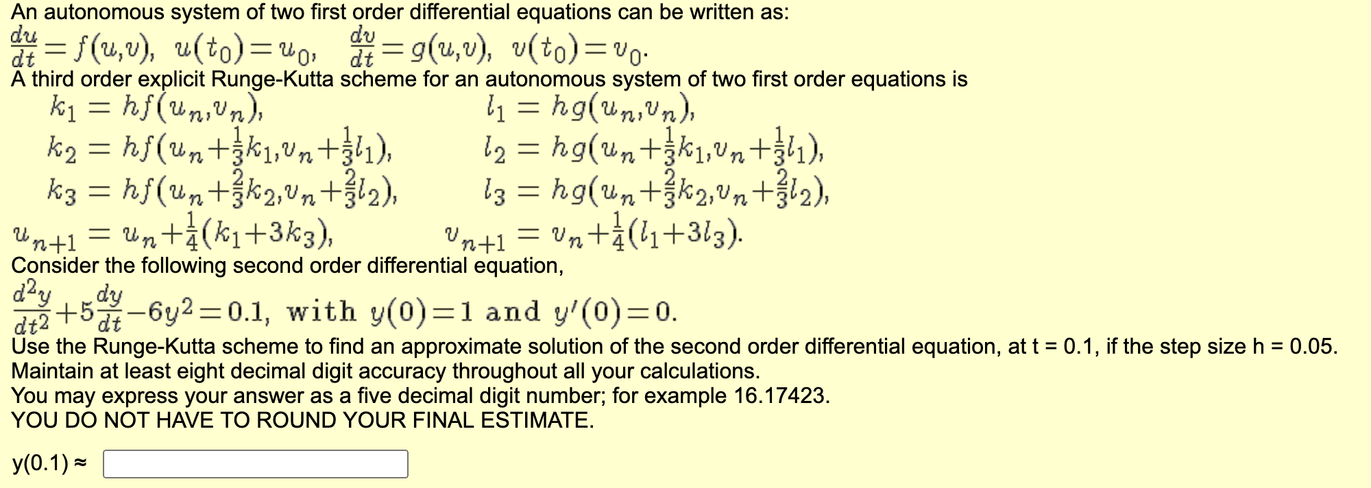 Solved An autonomous system of two first order differential | Chegg.com