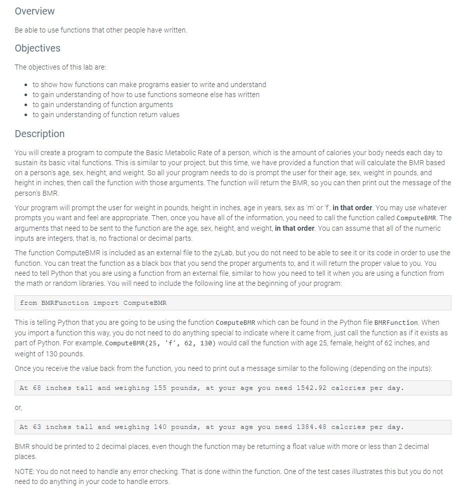 Solved Overview Be able to use functions that other people | Chegg.com