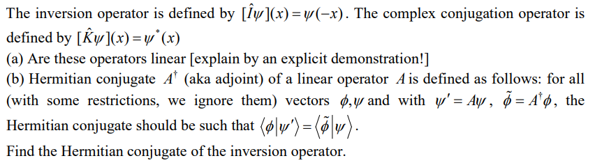 Solved The inversion operator is defined by [Îy](x) =Y(-x). | Chegg.com