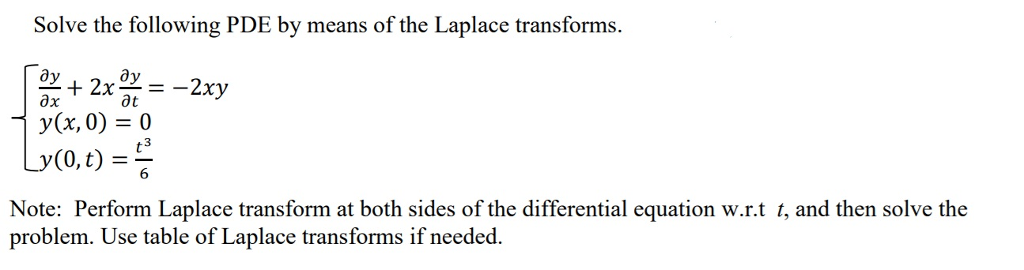 Solved Solve the following PDE by means of the Laplace | Chegg.com
