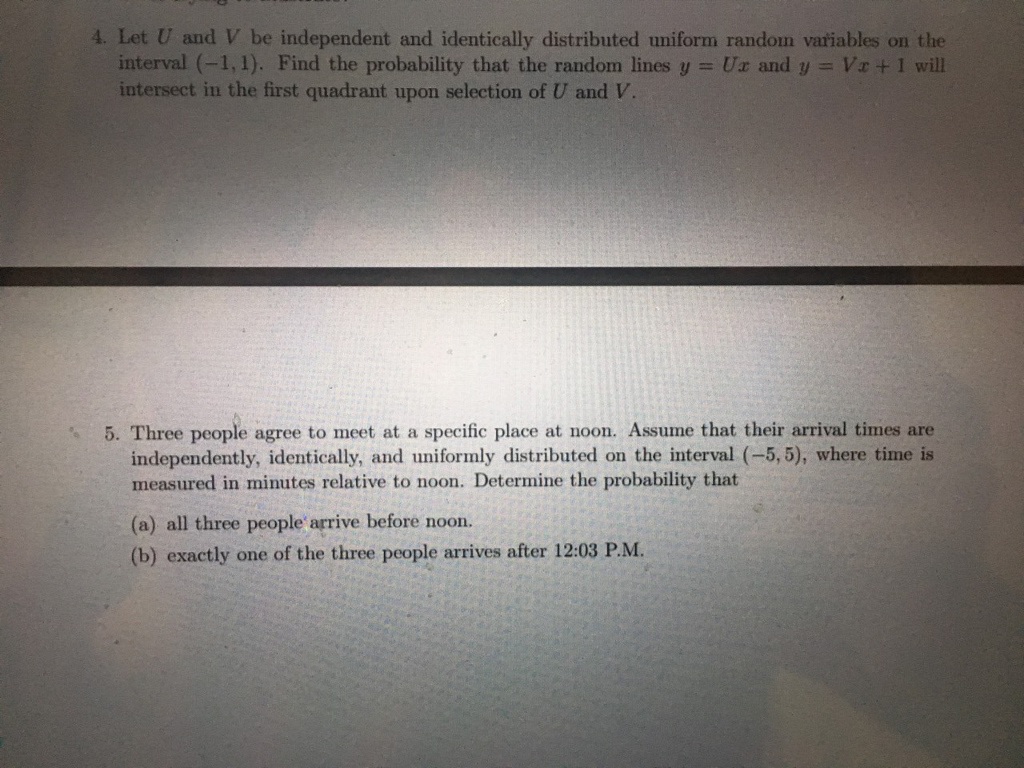 Solved 4. Let U and V be independent and identically | Chegg.com