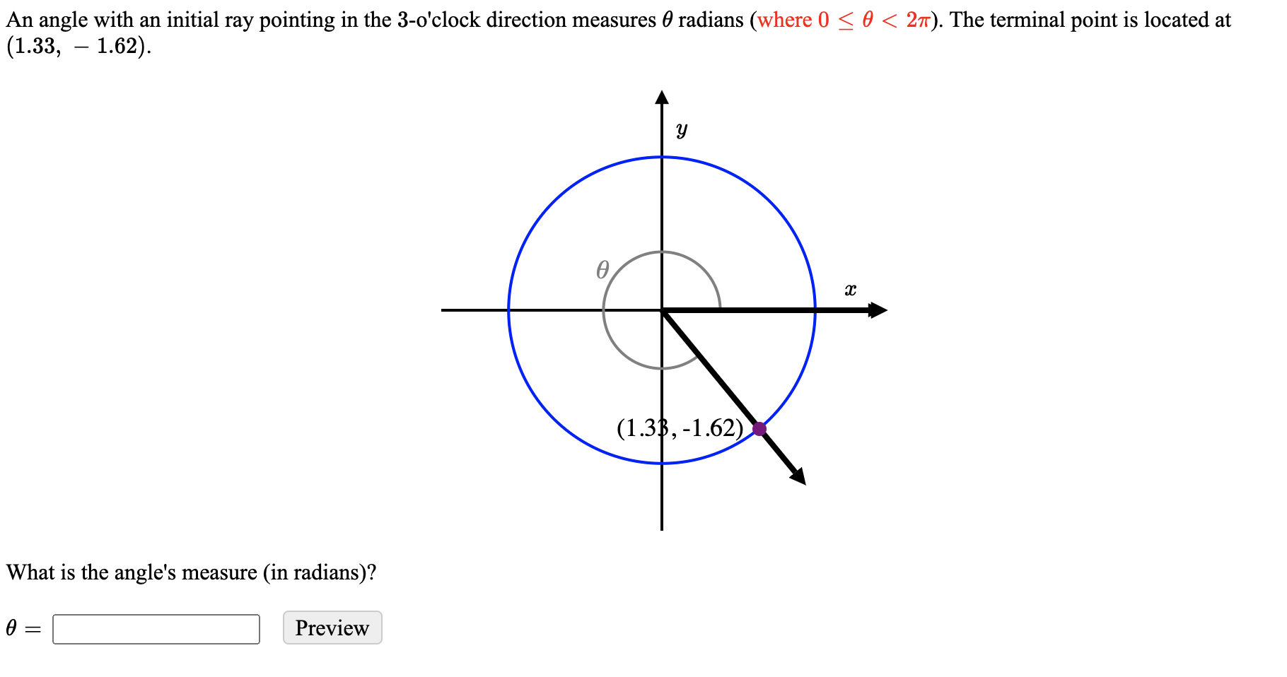 Solved An angle with an initial ray pointing in the | Chegg.com