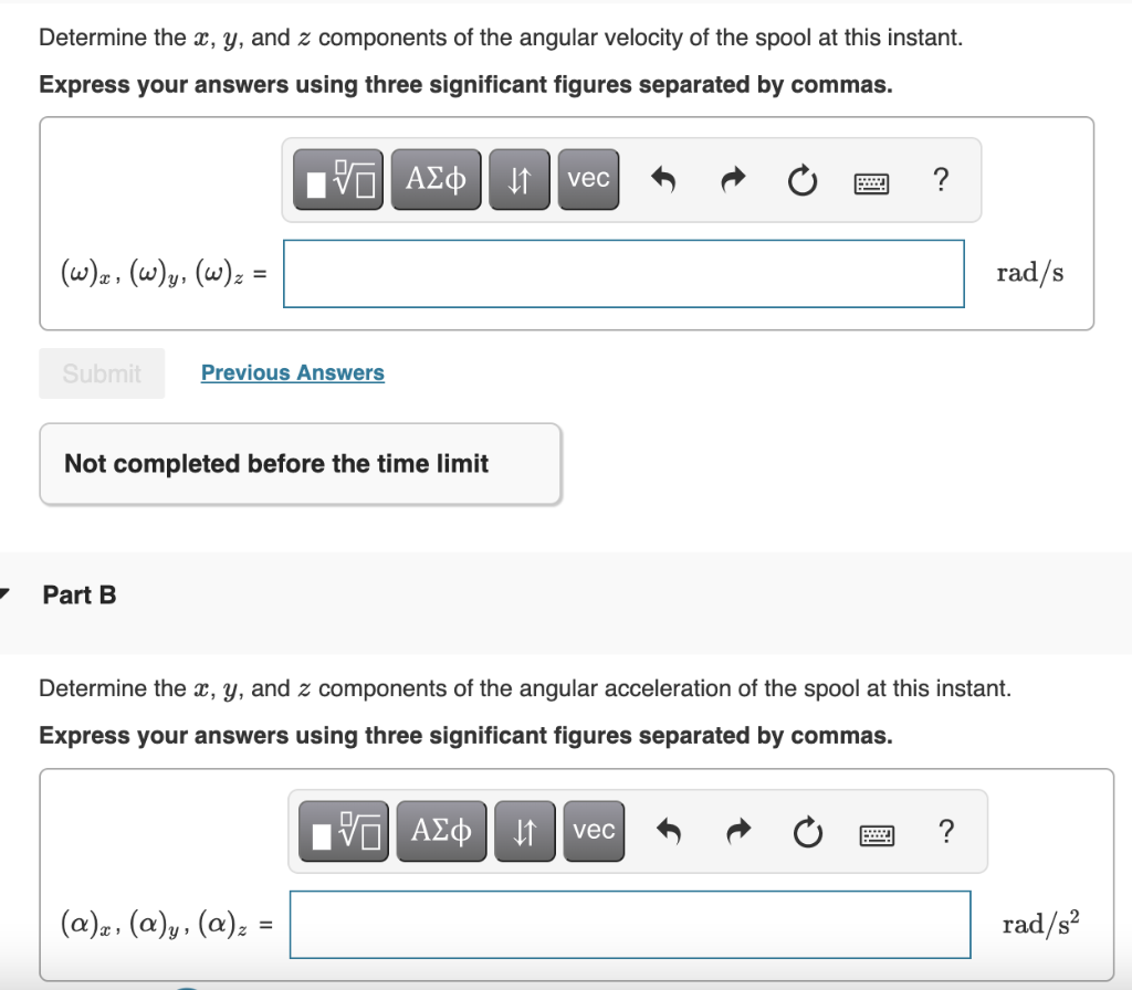 Solved Determine the x, y, and z components of the angular | Chegg.com