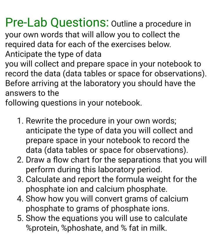 Pre-Lab Questions: Outline a procedure in your own | Chegg.com