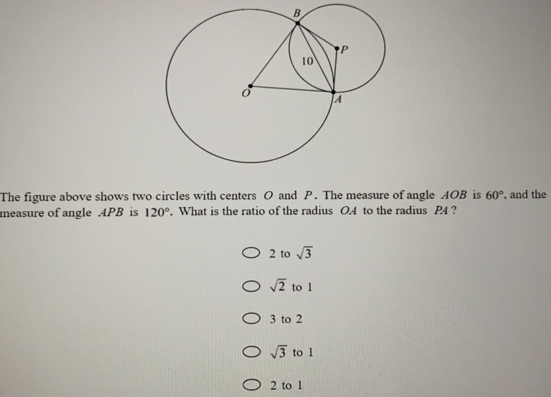 Solved B 10 A The figure above shows two circles with | Chegg.com