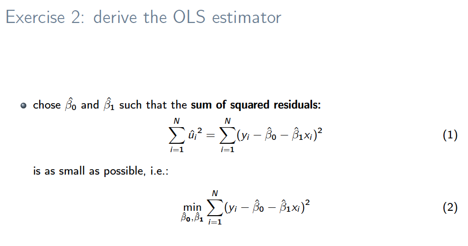 Solved Exercise 2 Derive The Ols Estimator Chose β0 And 