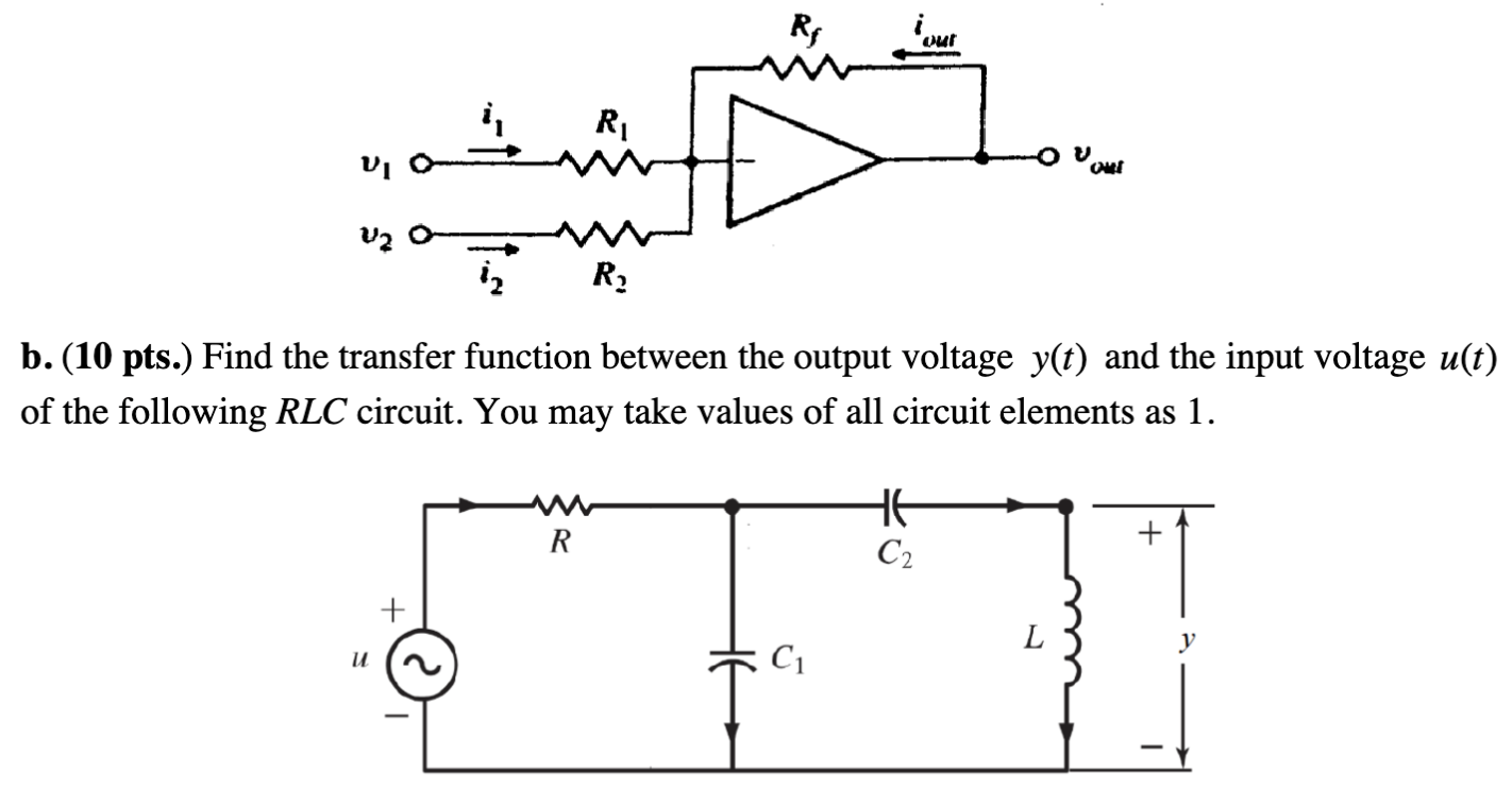Solved a. (10 pts.) Find the transfer function between the | Chegg.com