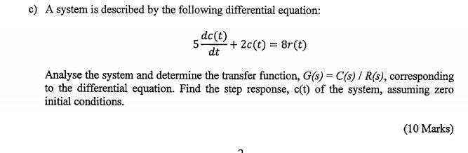 Solved c) A system is described by the following | Chegg.com