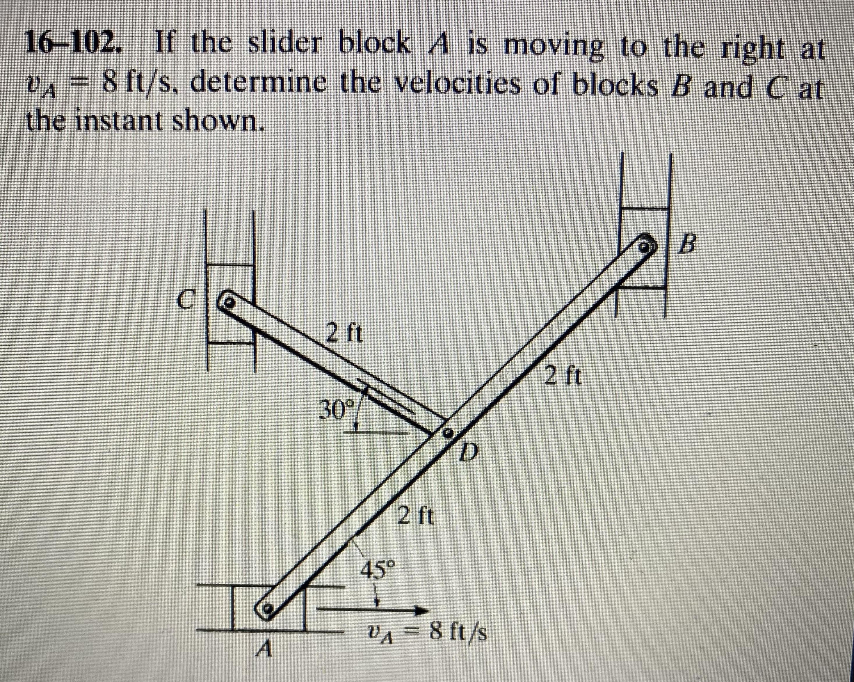 Solved 16-102. If the slider block A is moving to the right | Chegg.com