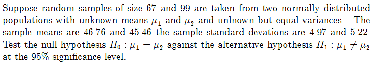 Suppose random samples of size 67 and 99 are taken | Chegg.com