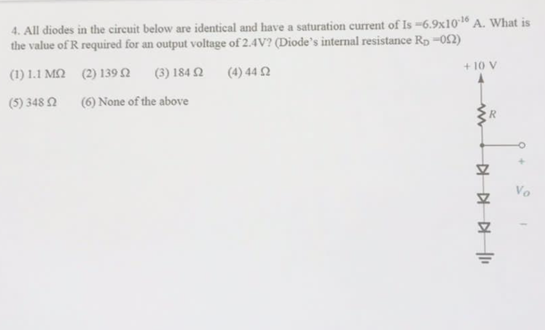 Solved 4. All diodes in the circuit below are identical and | Chegg.com