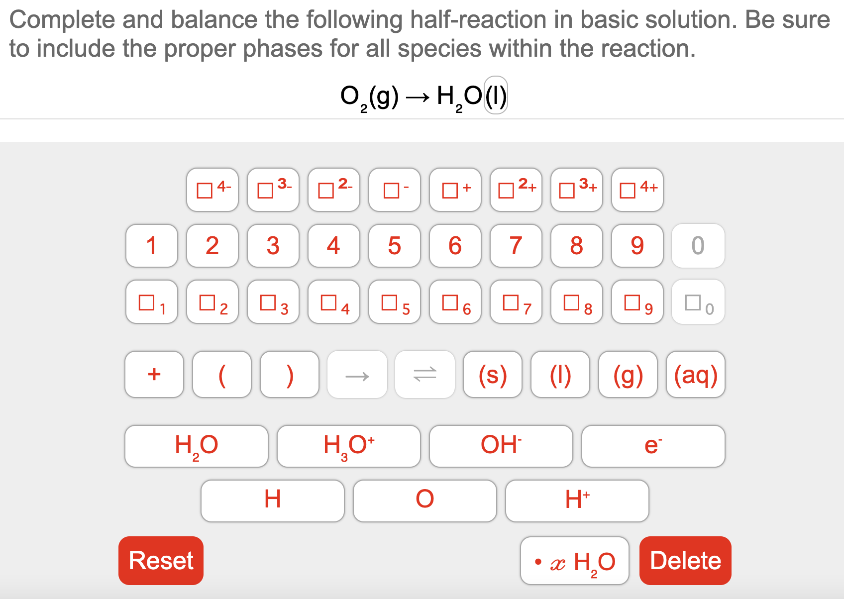 Solved Complete and balance the following half-reaction in | Chegg.com