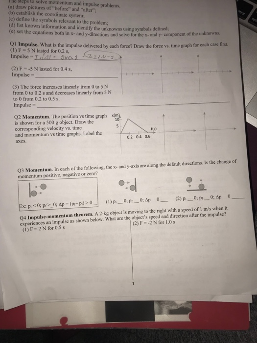 Solved l he steps to solve momentum and impulse problems, | Chegg.com